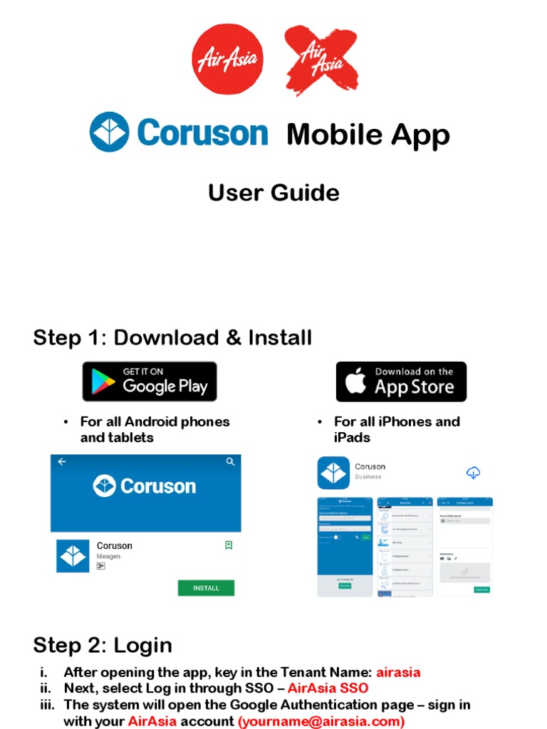 Coruson Mobile App Guide PDF | PDF