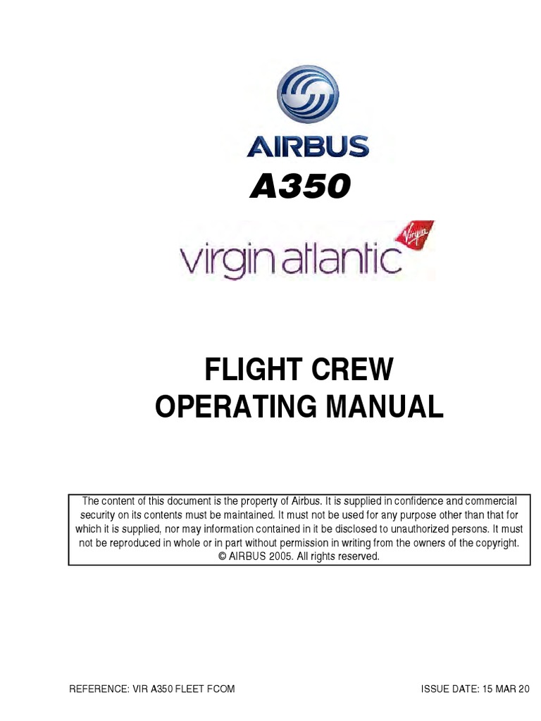 Flight Crew Operating Manual: Reference: Vir A350 Fleet Fcom Issue Date ...