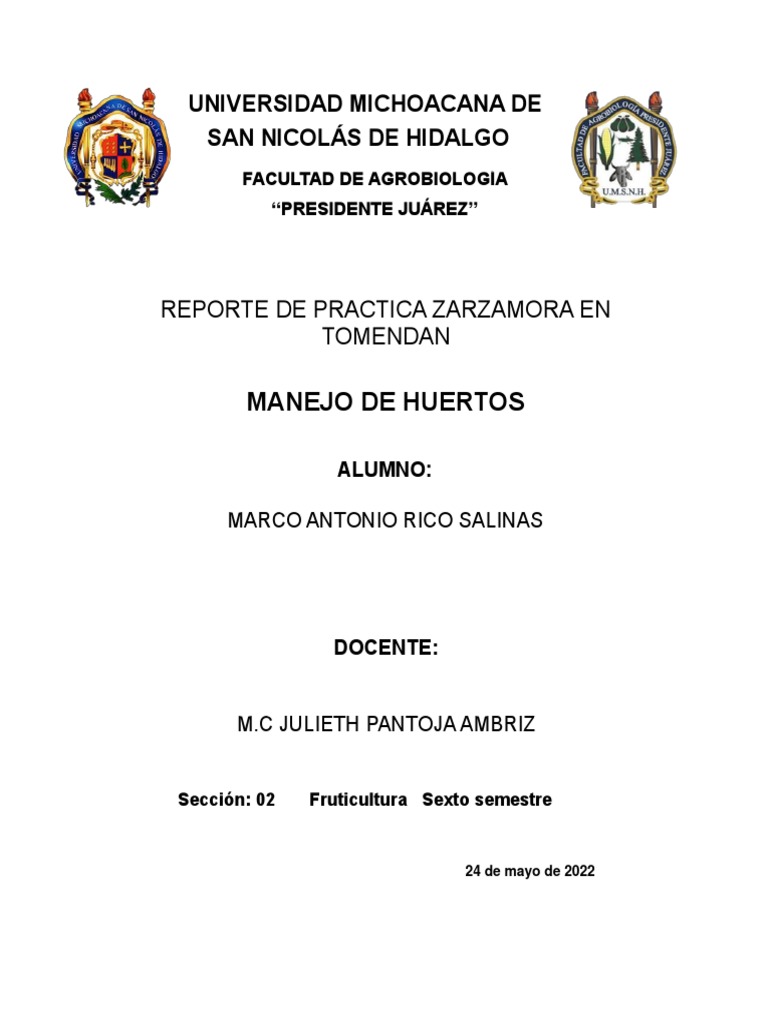 Reporte de Pract. Zartzamora Tomendan - MARS | PDF | Plantas | Botánica