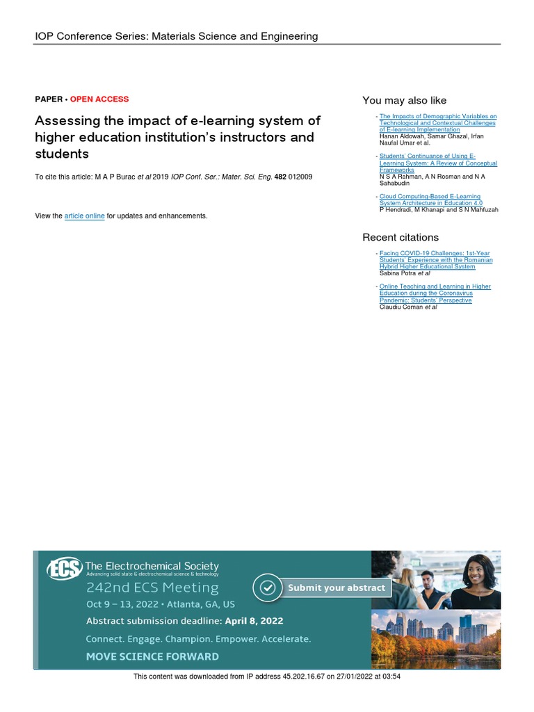 Assessing The Impact of E-Learning System of Higher Education ...