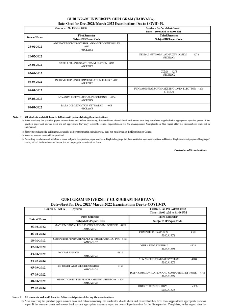 Updated Date Sheet Of Odd Semesters 12 Feb 2 Pdf Test
