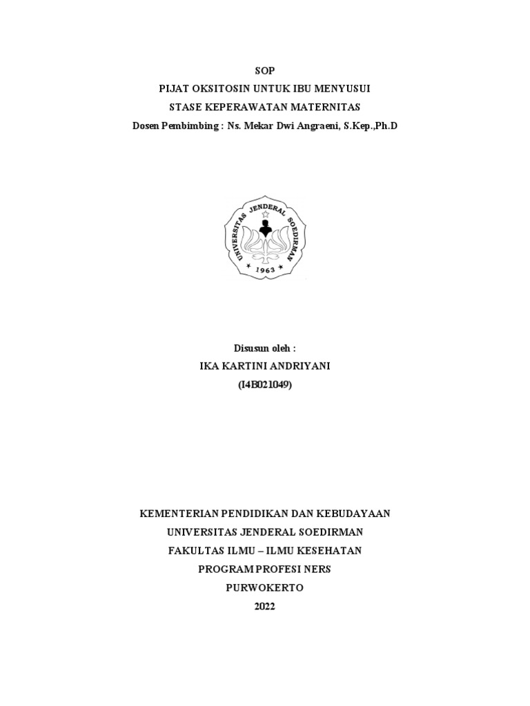 SOP Pijat Oksitosin | PDF