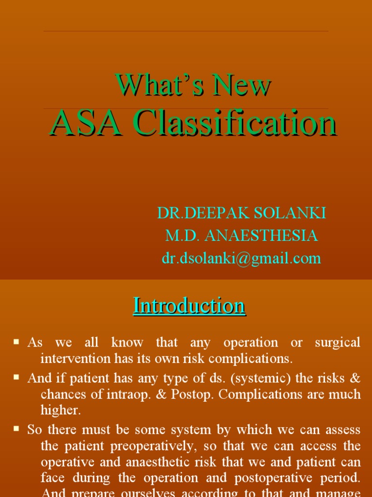 Asa Surgical Risk