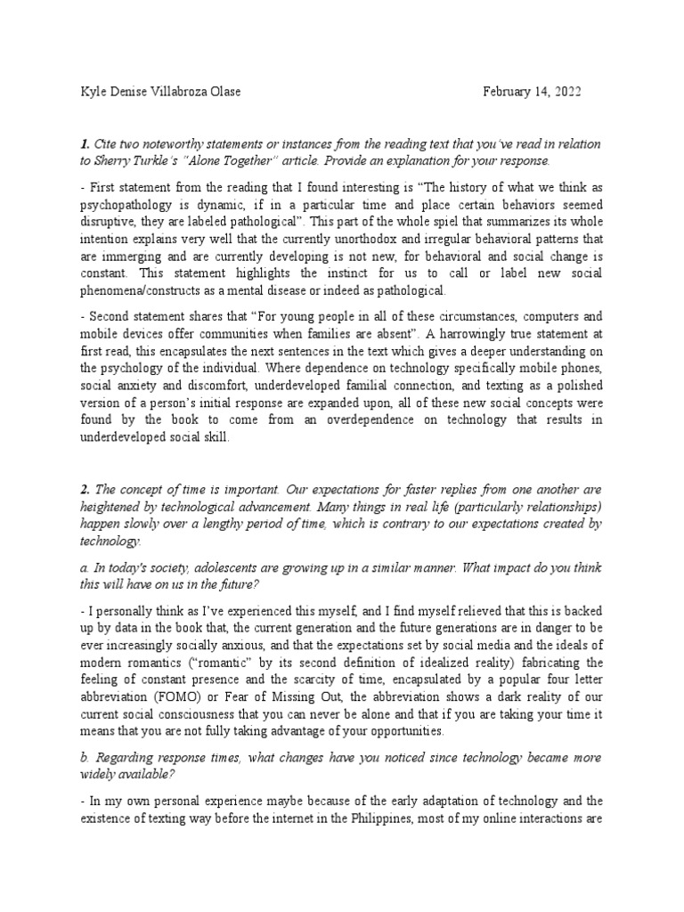 Alone Together by Sherry Turkle | PDF | Popular Culture & Media Studies ...