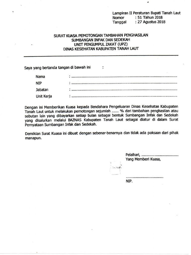 Surat Kuasa & Pernyataan BAZNAS | PDF