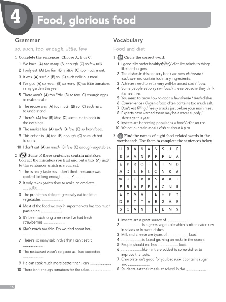 Food, Glorious Food: Grammar Vocabulary | PDF | Restaurants | Foods