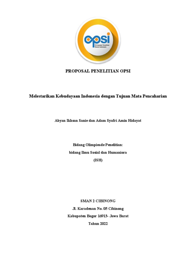 Proposal Penelitian Opsi | PDF