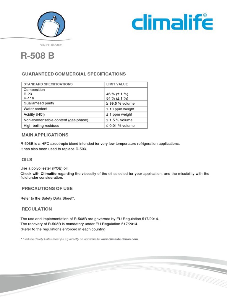 R-508B FP-ingles | PDF | Density | Transparent Materials