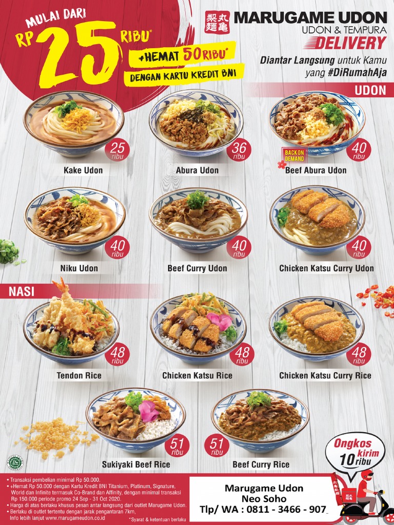 Menu Delivery Marugame Udon - Neo Soho | PDF
