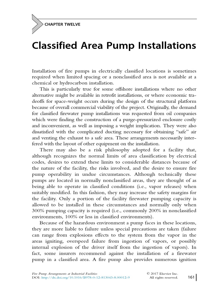 Classified Area Pump Installations: Chapter Twelve | PDF | Engines ...