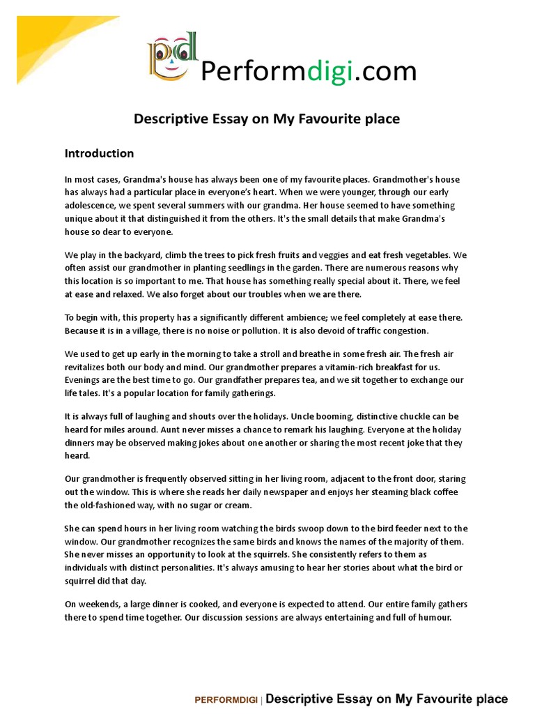 Perform: Descriptive Essay On My Favourite Place | PDF | Grandparent