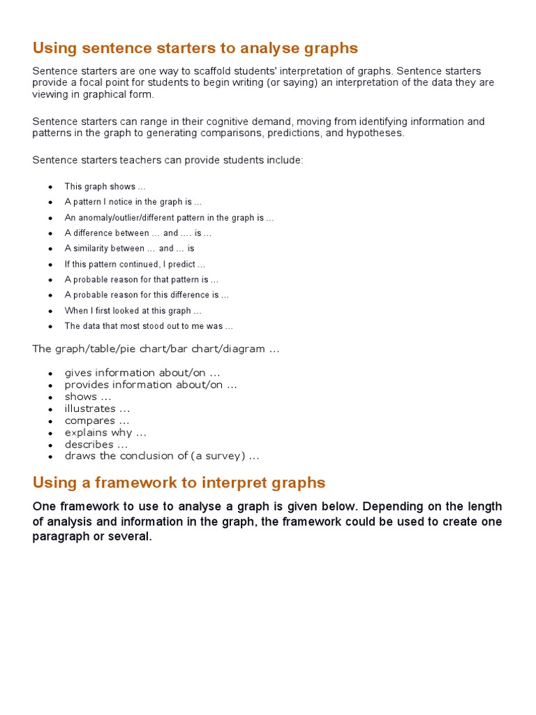 Using Sentence Starters To Analyse Graphs | PDF | Chart | Information