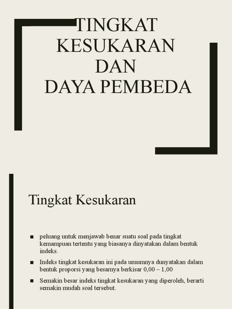 Tingkat Kesukaran Dan Daya Beda | PDF