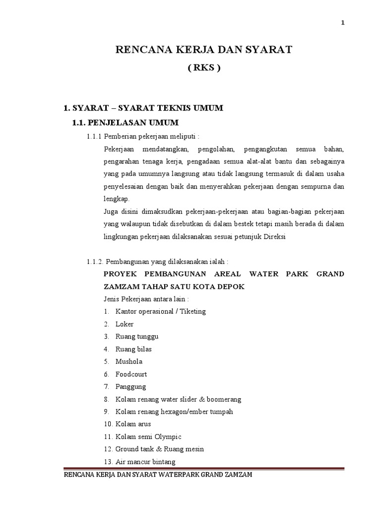 Rencana Kerja Dan Syarat: 1. Syarat - Syarat Teknis Umum 1.1. Penjelasan Umum | PDF
