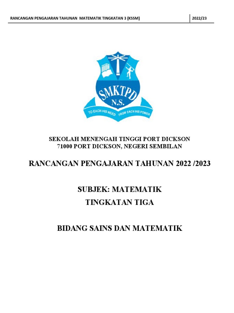 Rancangan Pengajaran Tahunan Math T3 2022 | PDF