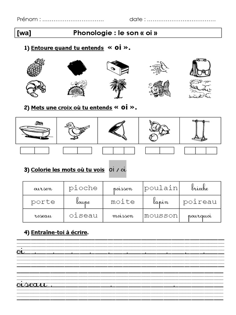 Phonologie : Exercices sur le son "oi" | PDF | Arts du langage et ...