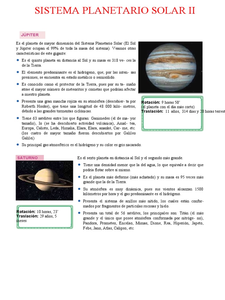 Prueba Del Sistema Solar 6to Grado Clase Modelo; EL SISTEMA SOLAR