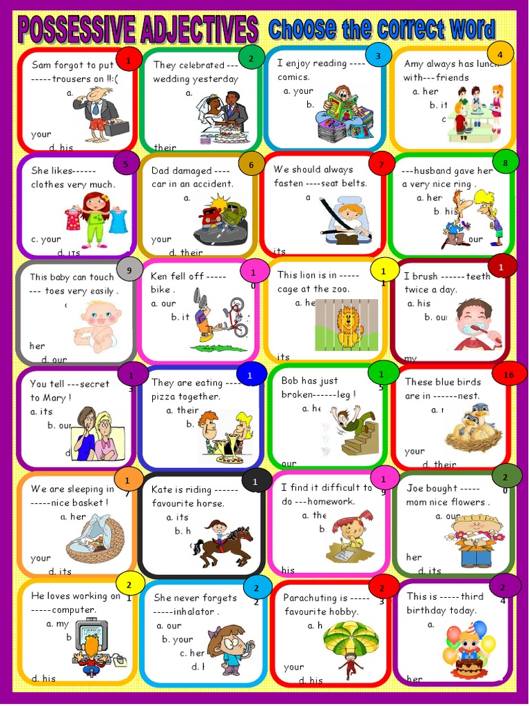 Possessive Adjectives Multiple Choice F | PDF