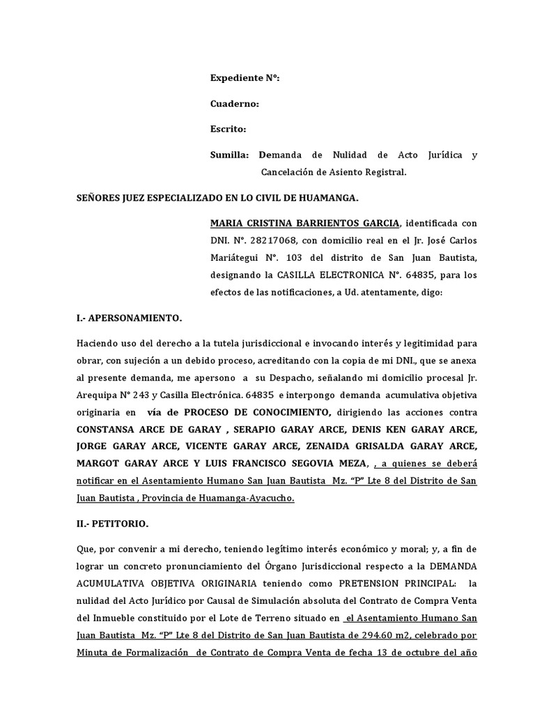 DEMANDA CIVIL Actual | PDF | Demanda judicial | Principios éticos