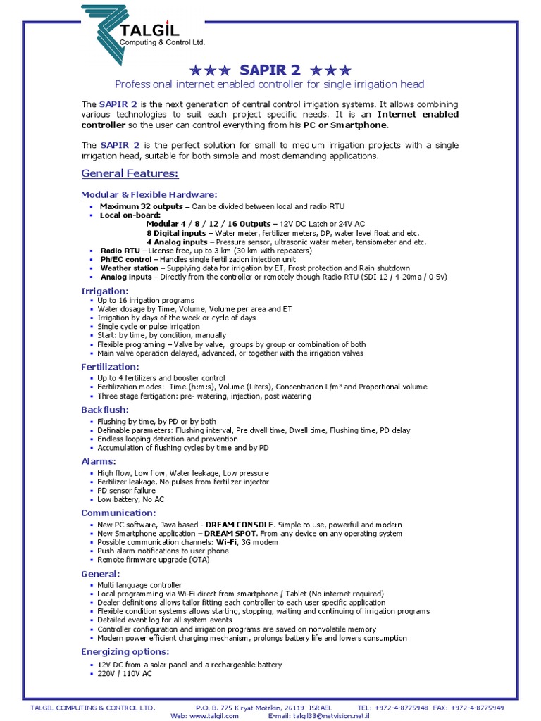 SAPIR 2 Brochure ENG - 20180507204714.489 | PDF | Information And ...