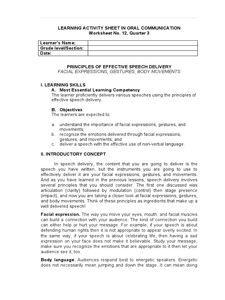 Principles of Effective Speech Delivery: Maximizing the Impact of ...