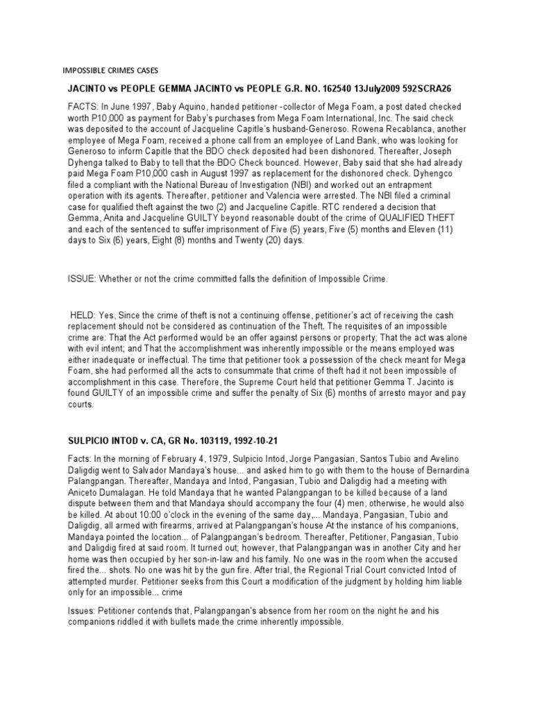 Noli Patuga: Impossible Crimes Explained | PDF | Crimes | Crime & Violence