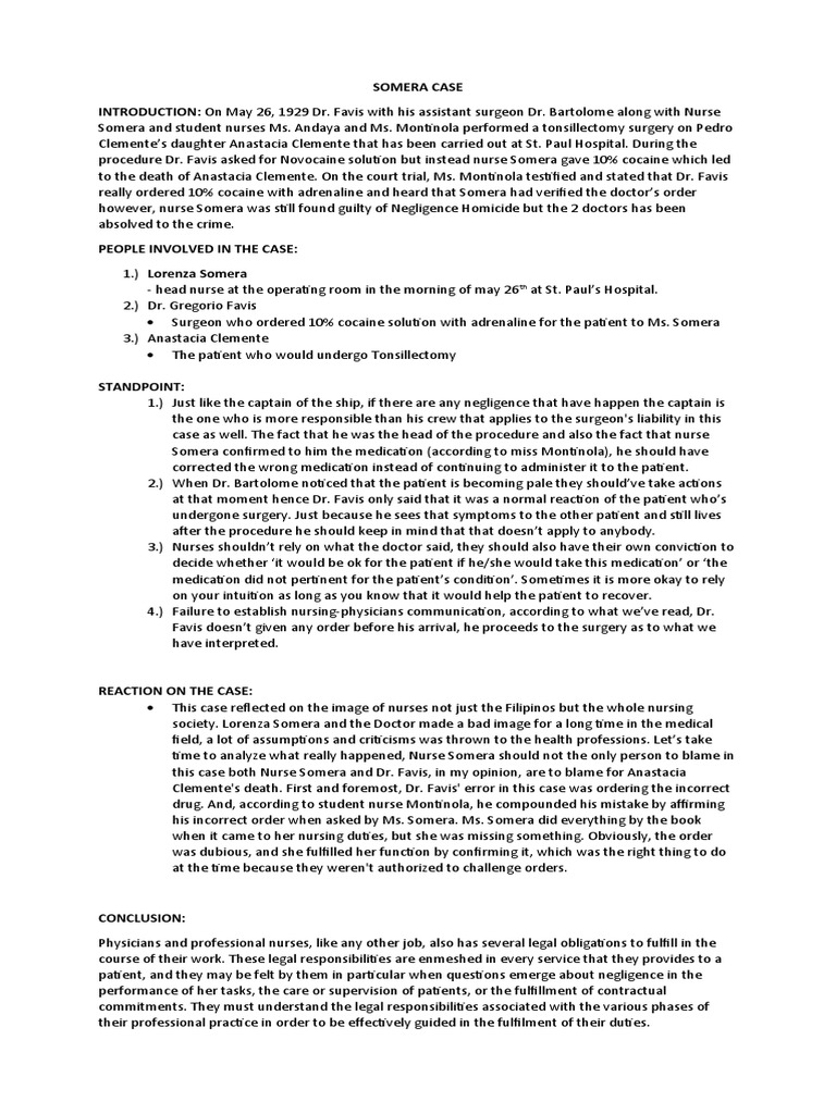 Somera Case | PDF | Nursing | Physician