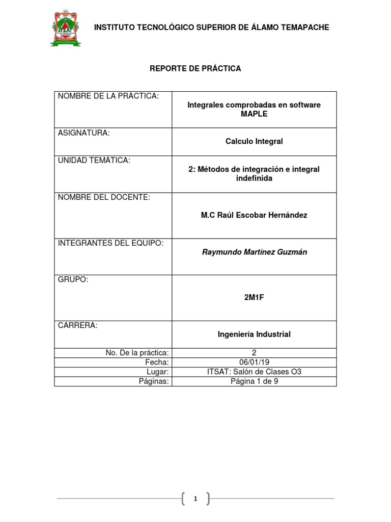 Practica 2 Integrales Comprobadas Con Maple | PDF | Integral | Software