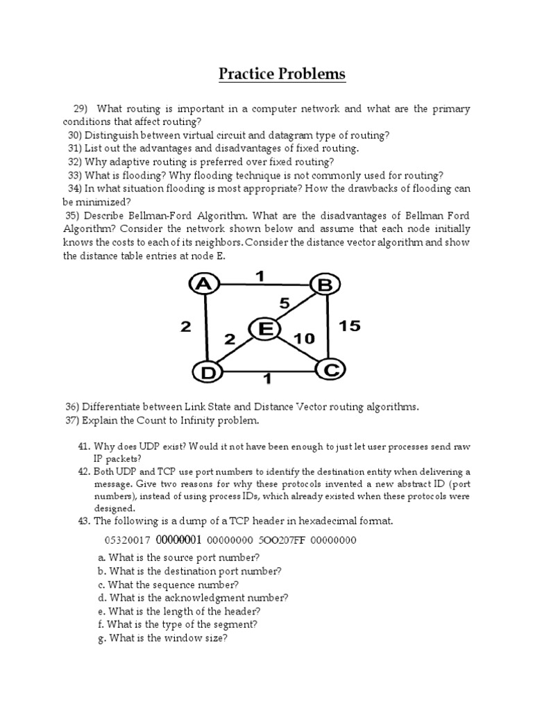Practice Problems | PDF | Transmission Control Protocol | Routing