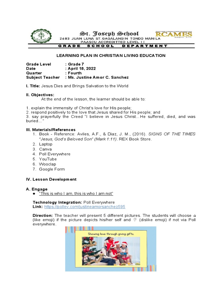 Sanchez Cle-7-Lesson-Plan | PDF | Jesus | Crucifixion Of Jesus