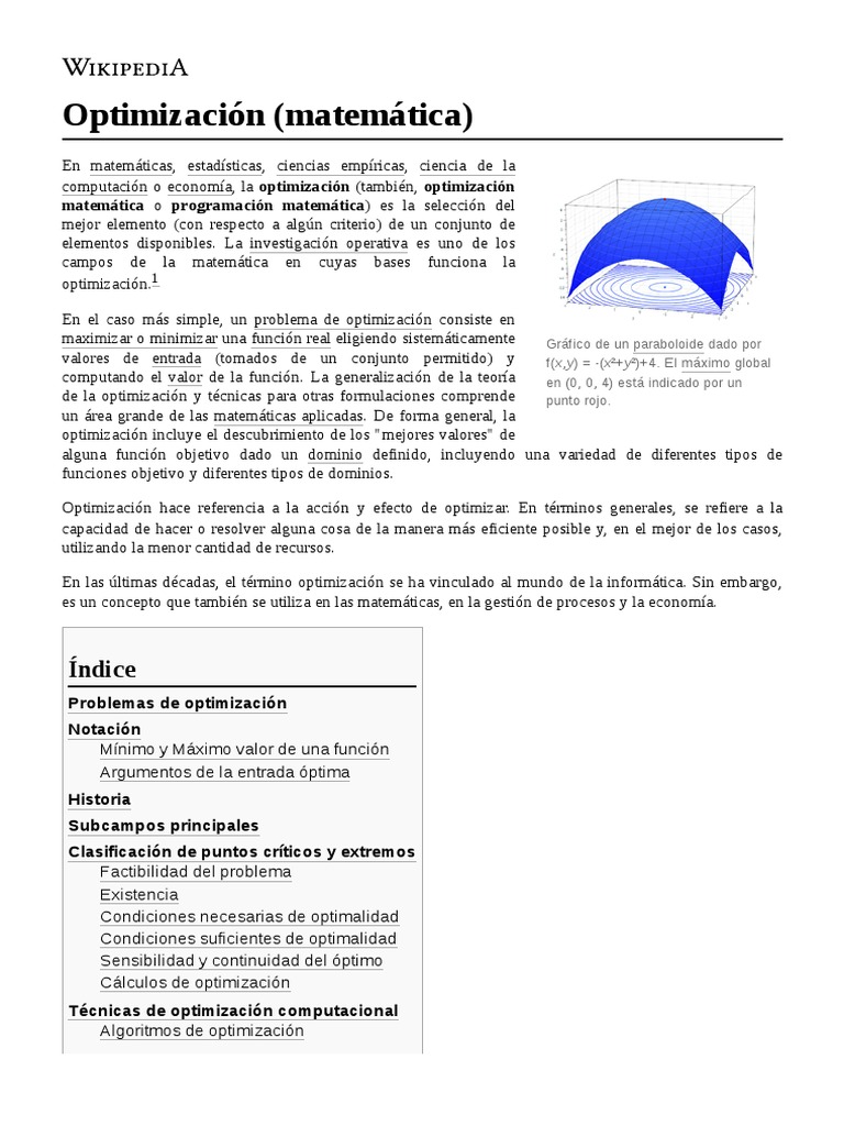 Optimización (Matemática) | PDF | Optimización Matemática | Análisis ...