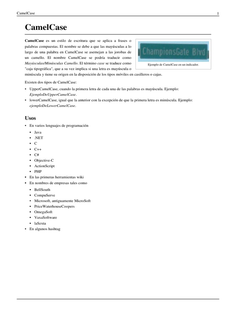 Camelcase | PDF | Wiki | Gestión de tecnología de la información