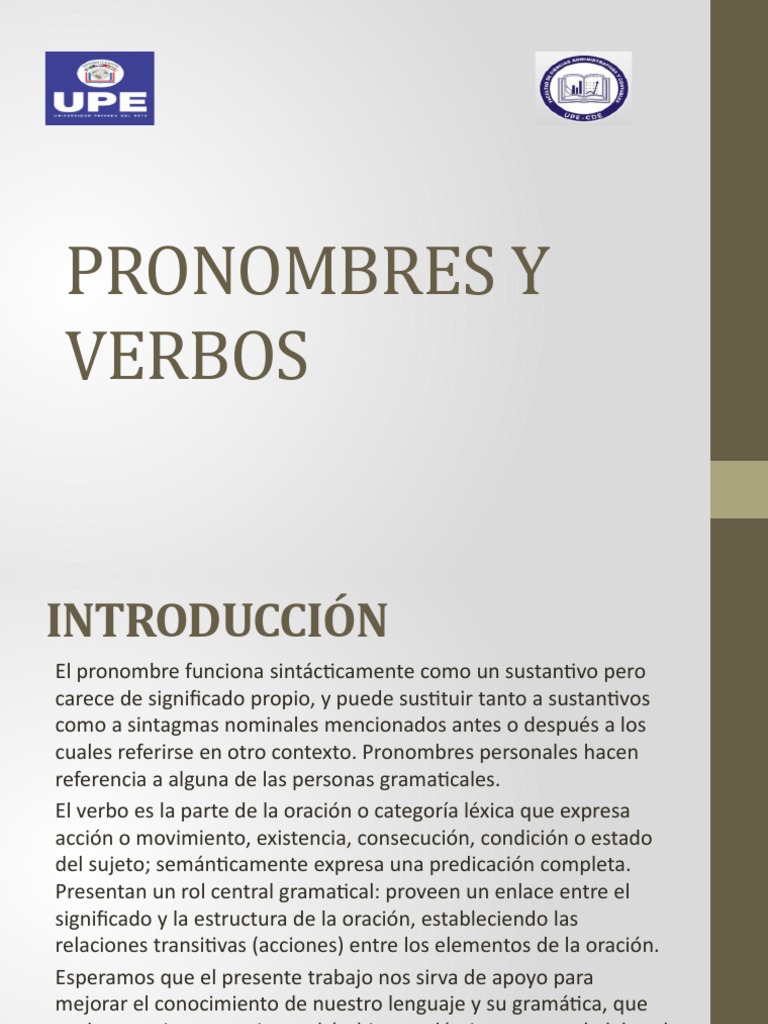 Pronombres y Verbos | PDF | Pronombre | Verbo