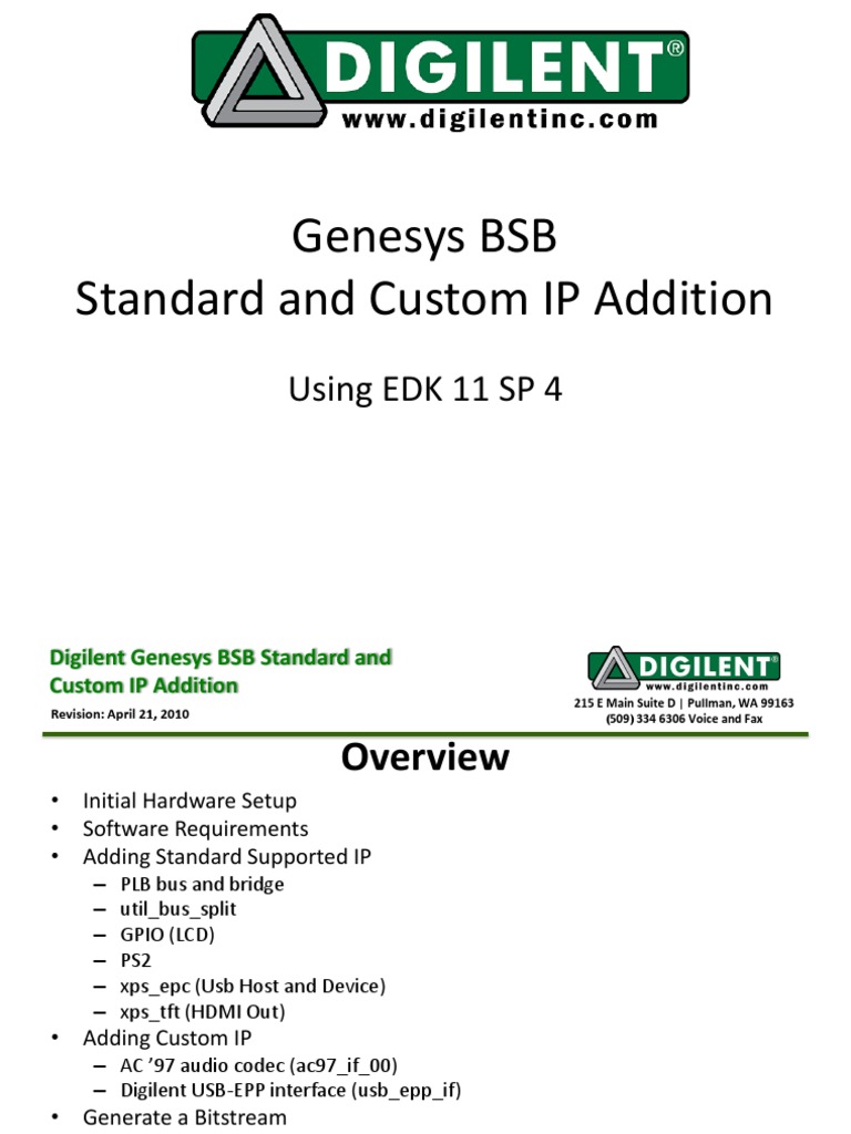 Genesys BSB Standard and Custom IP Addition: Using EDK 11 SP 4 | PDF ...
