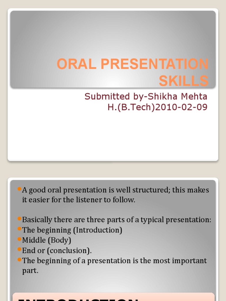 Oral Presentation Skills | PDF | Communication | Witness