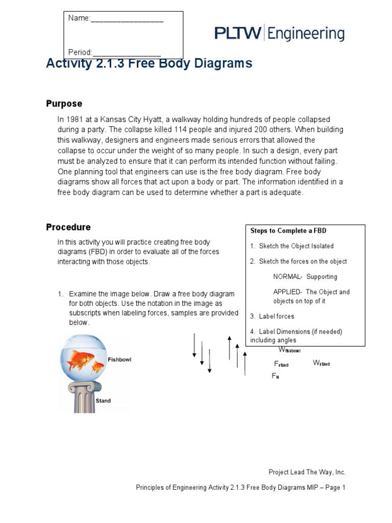 Free Body Diagrams Activity 2.1.3 | PDF | Force