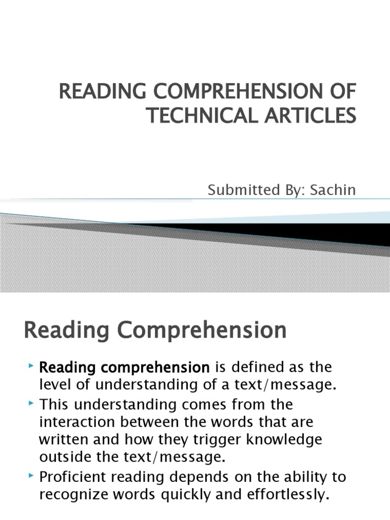 Reading Comprehensions of Technical Articles | PDF | Reading ...