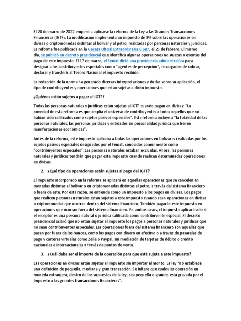 Resumen Sobre El Igtf | PDF | Impuestos | Moneda