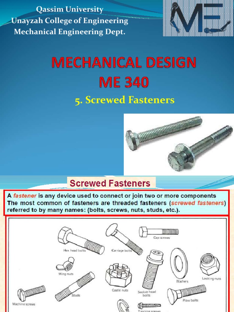 Screwed Fasteners | PDF