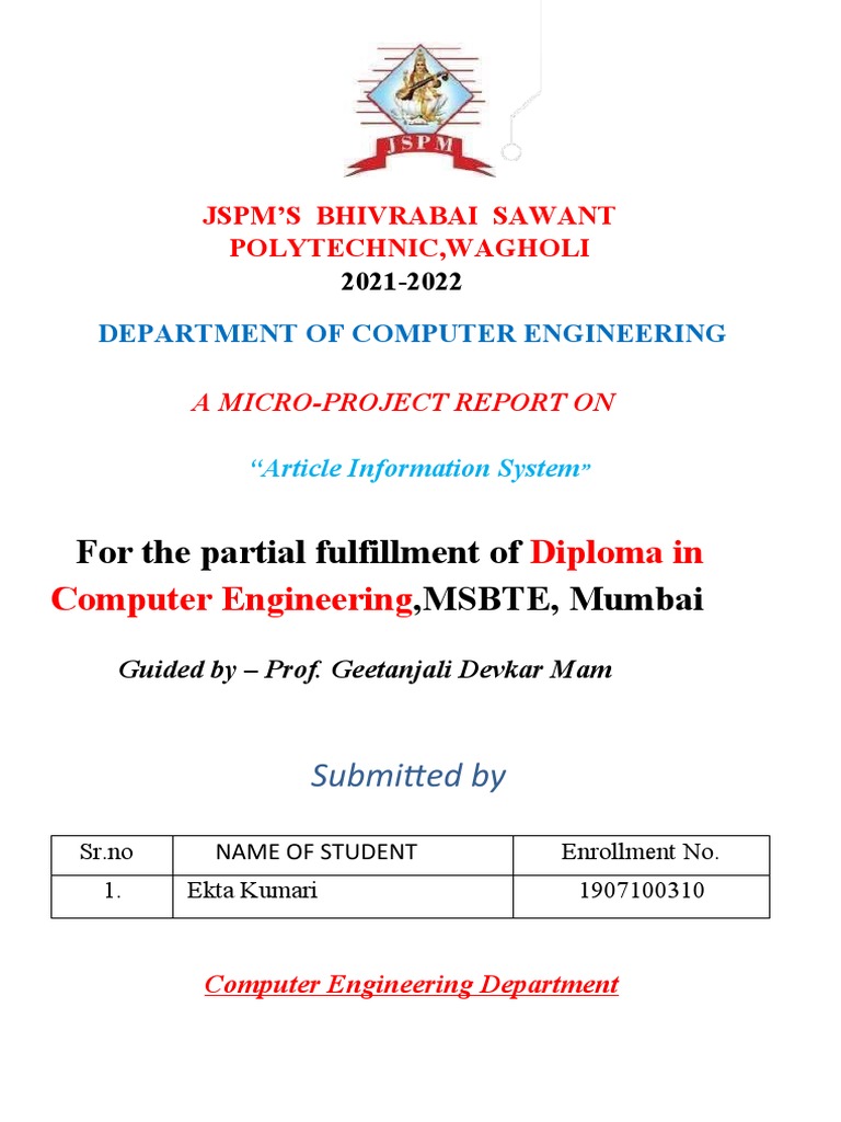 A Concise Report on the Development and Testing of an 'Article ...