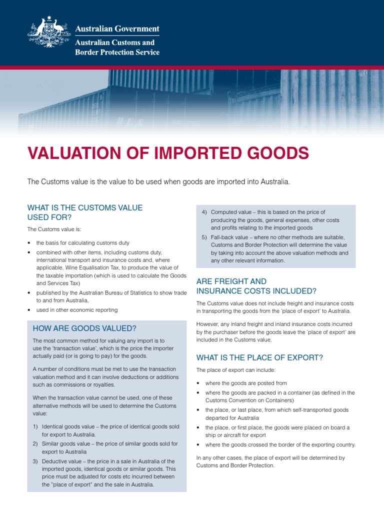 Customs Valuation of Imported Goods | PDF | Customs | Exports