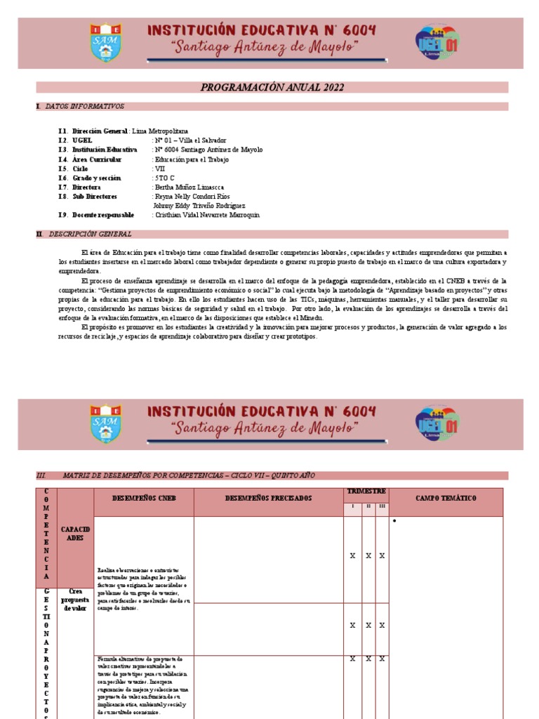 PROGRAMACIÓN EPT 5C | PDF | Aprendizaje | Evaluación