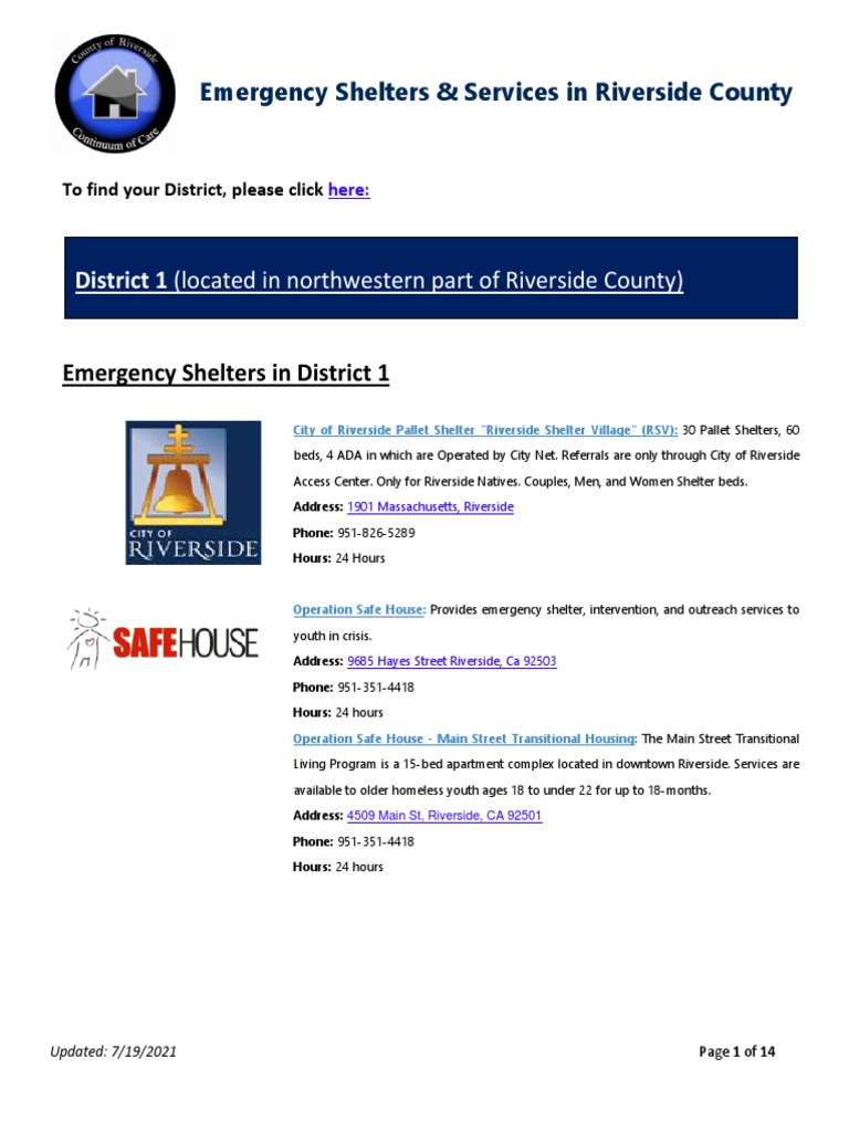 Riverside County Emergency Shelters Guide | PDF | Homelessness | Mental ...