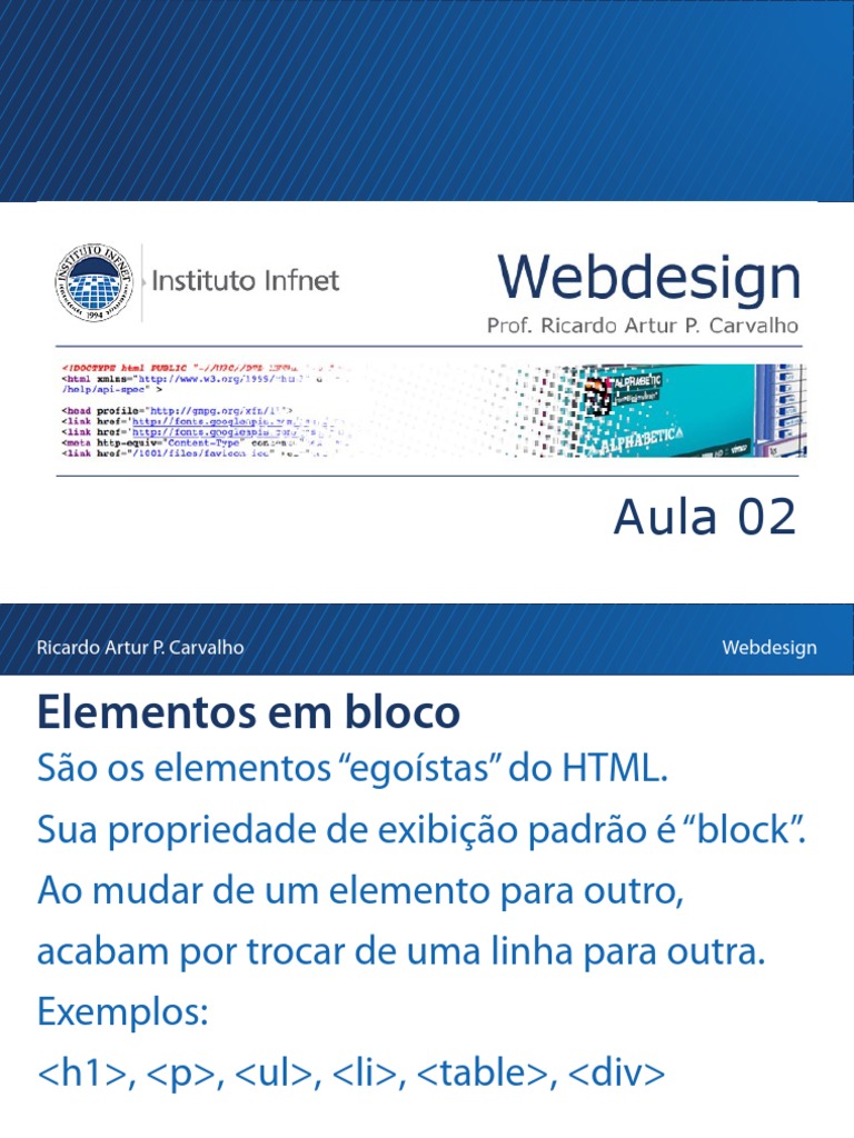Aula02 - Webdesign | PDF | Html | Designer de Web