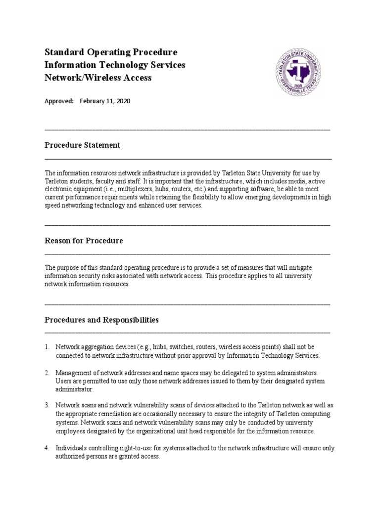 Network Wireless Access Sop | PDF | Computer Network | Information ...