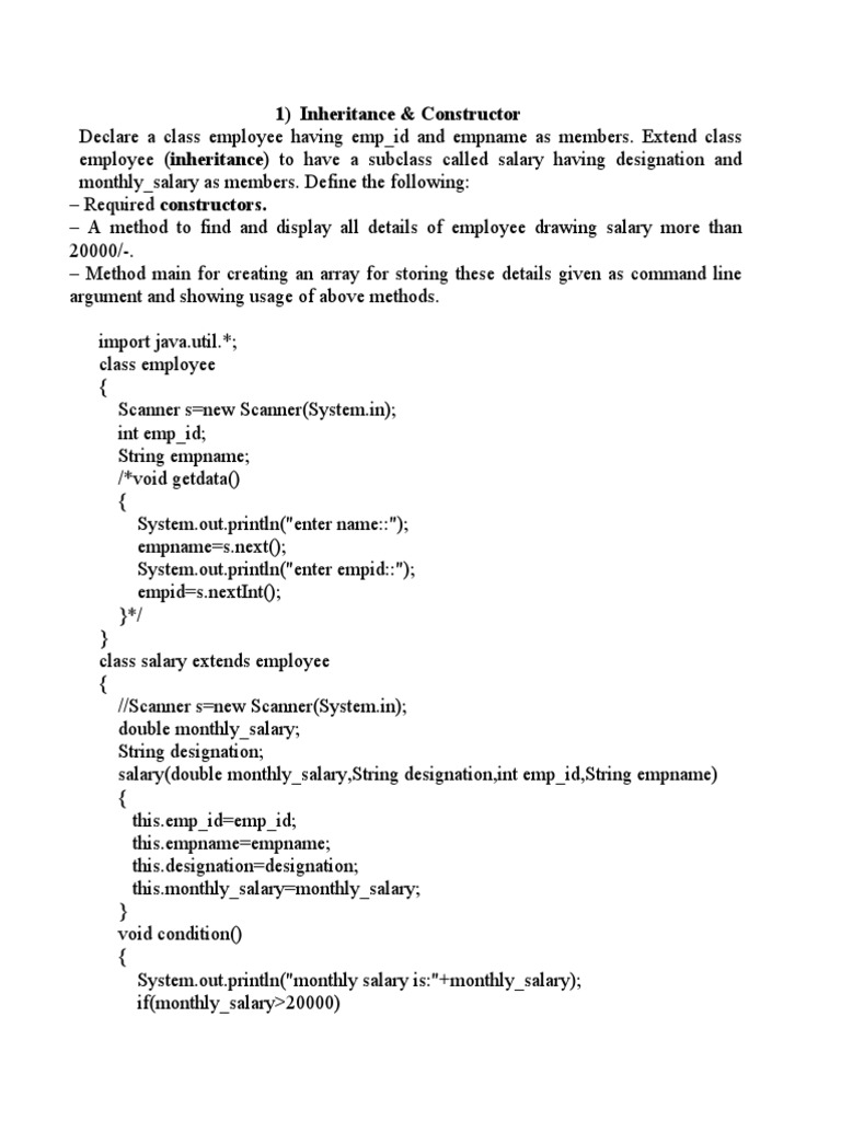 1) Inheritance & Constructor | PDF | Inheritance (Object Oriented ...