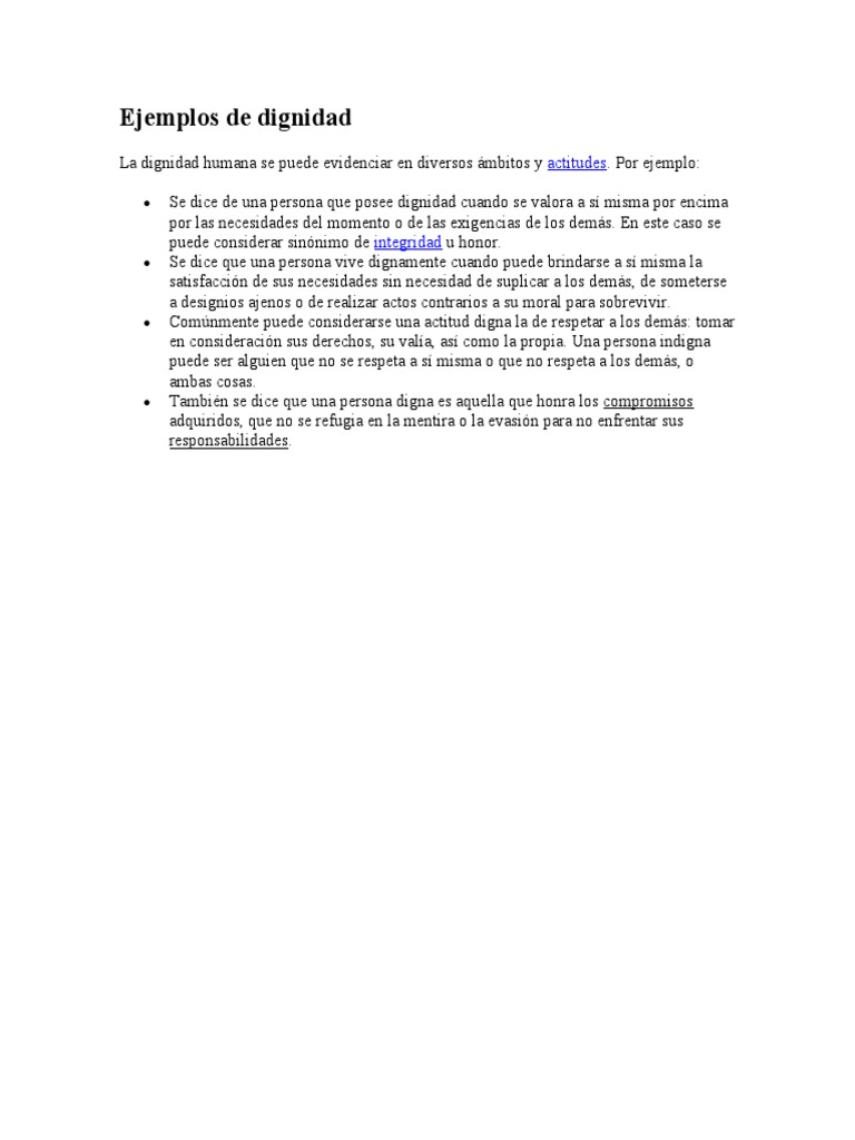 Ejemplos de Dignidad | PDF