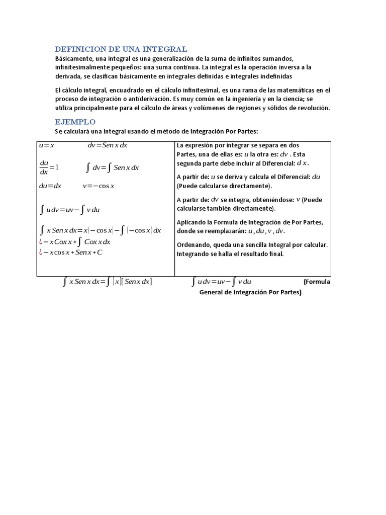 Definición de Integral y Ejemplo | PDF