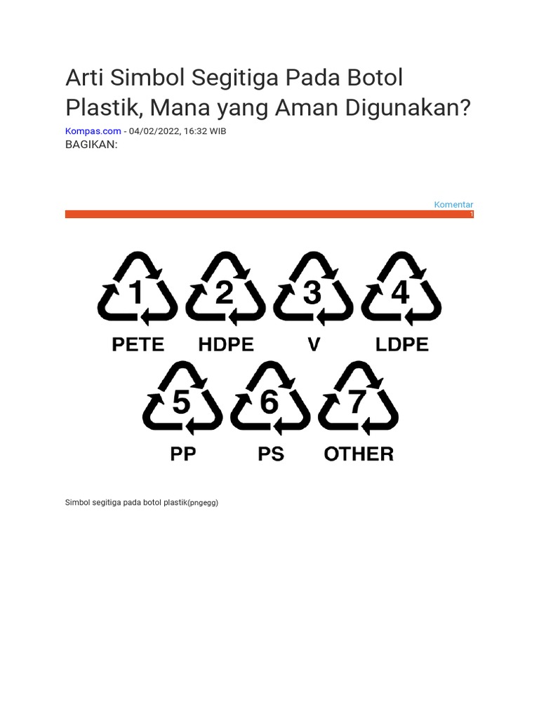 Arti Simbol Segitiga Pada Botol Plastik | PDF