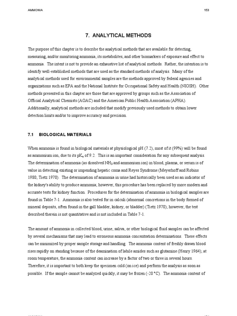 Ammonia Analysis Method | Ammonia | Ammonium